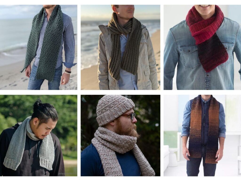 15 Free Crochet Scarf Patterns for Men | Jewels and Jones
