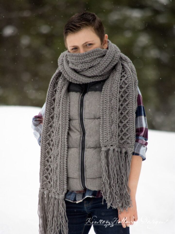 15 Free Crochet Scarf Patterns for Men | Jewels and Jones