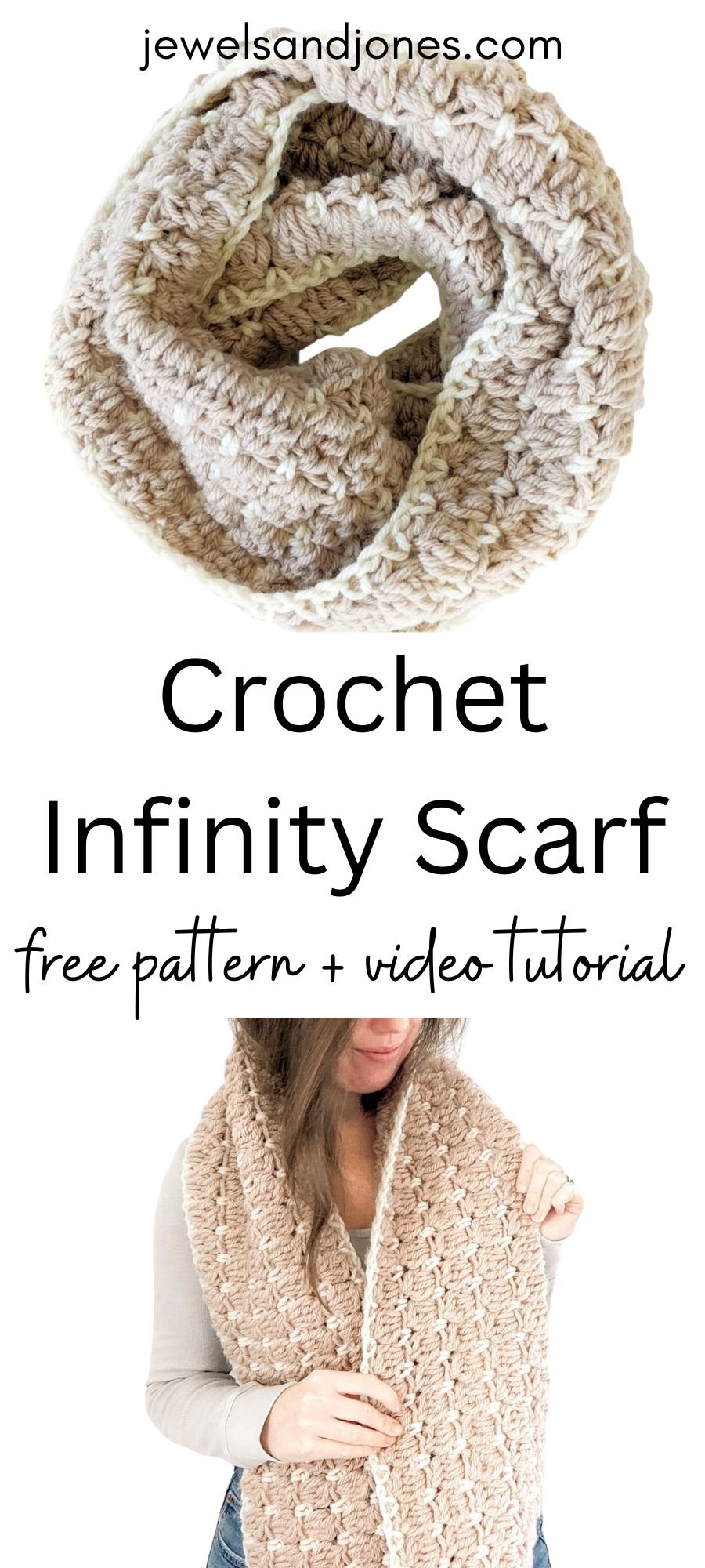 Free Chunky Crochet Infinity Scarf Pattern | Jewels and Jones