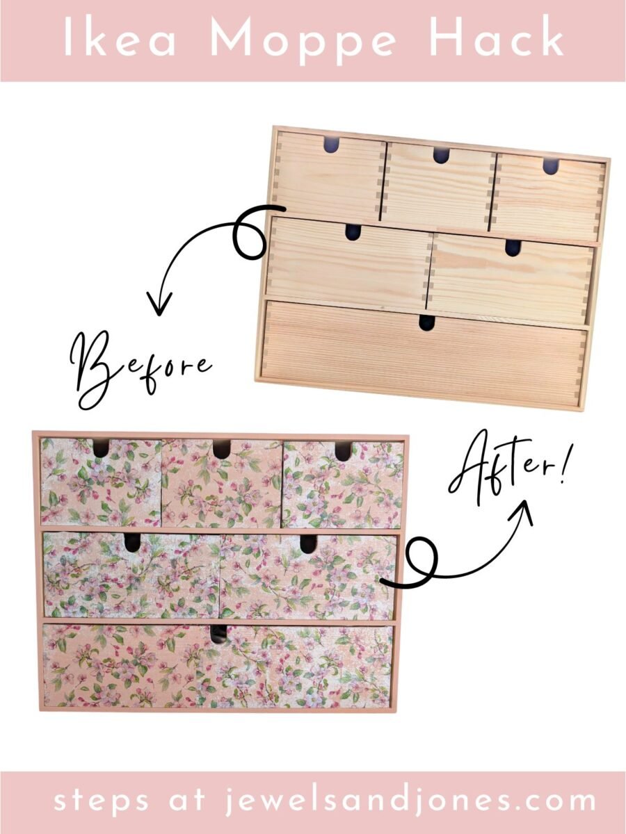 Easy Ikea Moppe Storage Hack Using Mod Podge & Napkins