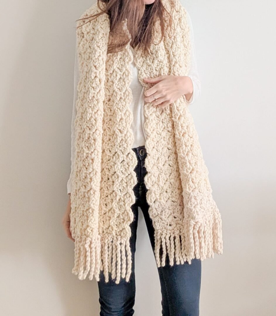 Free Crochet Blanket Scarf Pattern | Jewels and Jones