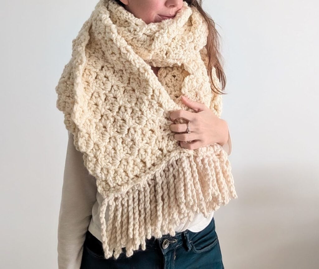 Free Crochet Blanket Scarf Pattern | Jewels and Jones